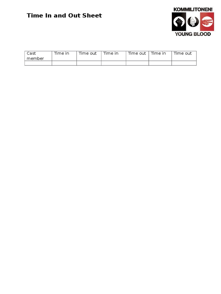 Time In and Out Tracking Sheet | PDF | Home & Garden