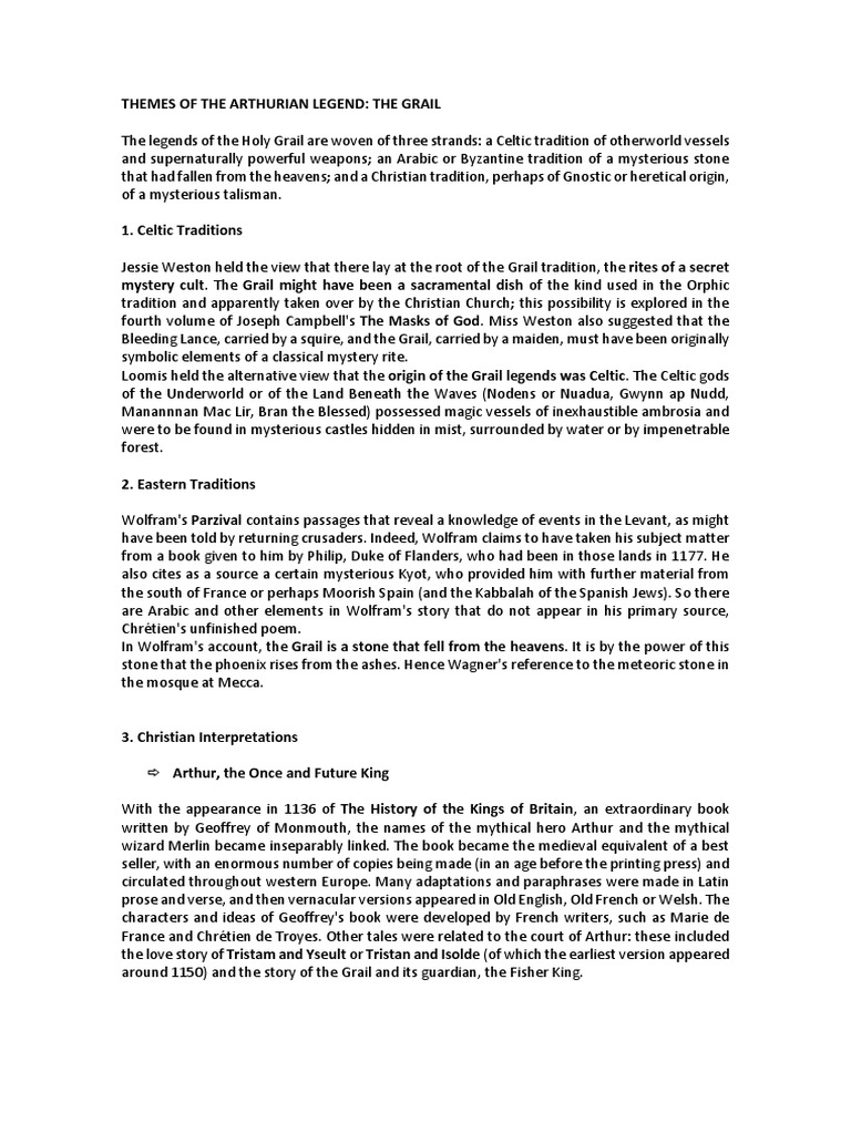 Themes of The Arthurian Legend | PDF | Holy Grail | Metaphors Referring ...