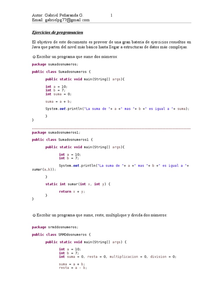 Ejercicios Java | PDF | Matriz (Matemáticas) | Depreciación