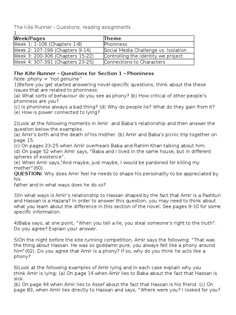The Kite Runner: Reading Guide & Themes | PDF