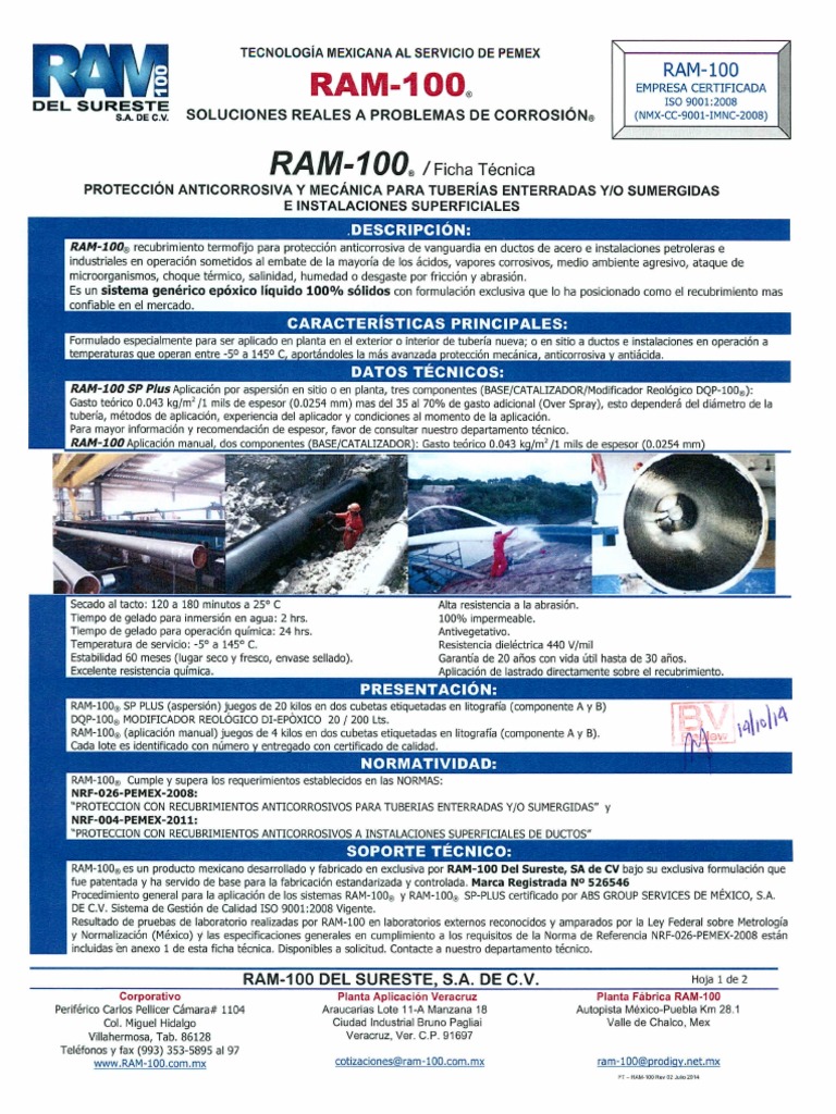 RAM-100 Ficha Tecnica | PDF