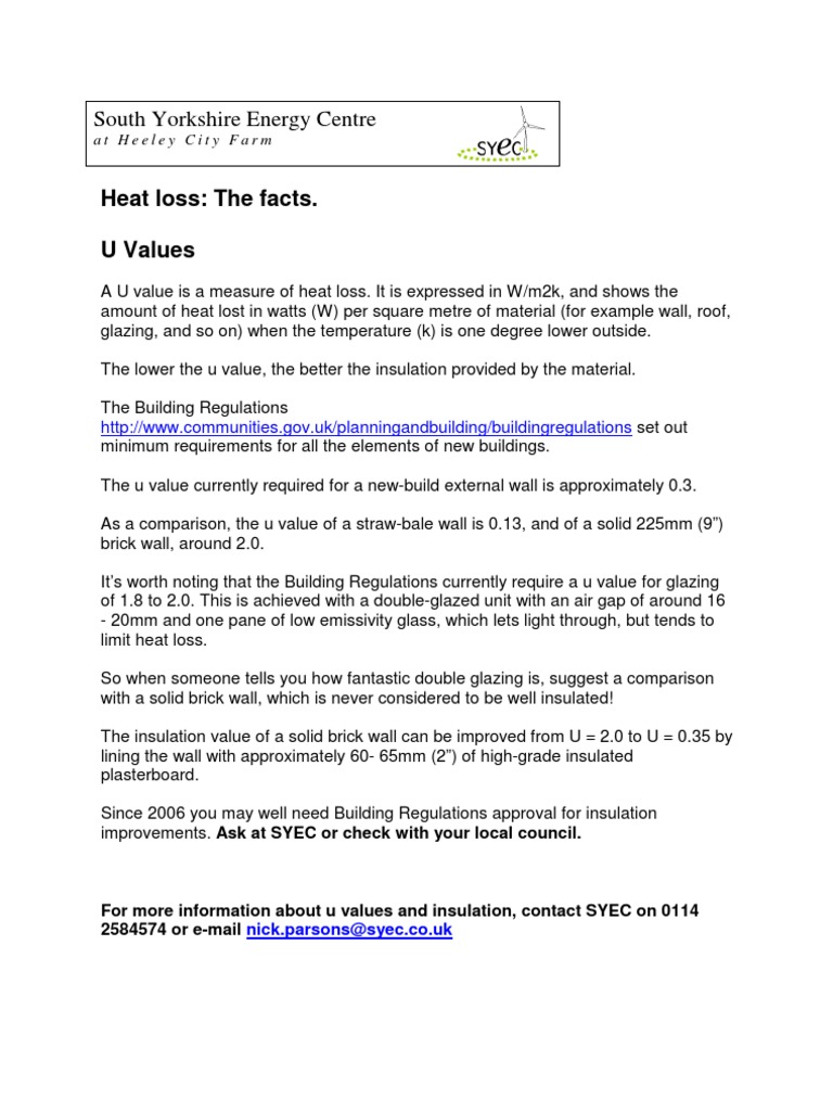 U Value Factsheet | PDF