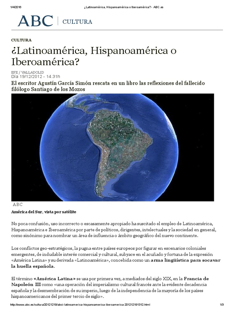 ¿Latinoamérica, Hispanoamérica o Iberoamérica - ABC | PDF | America latina | Lengua española
