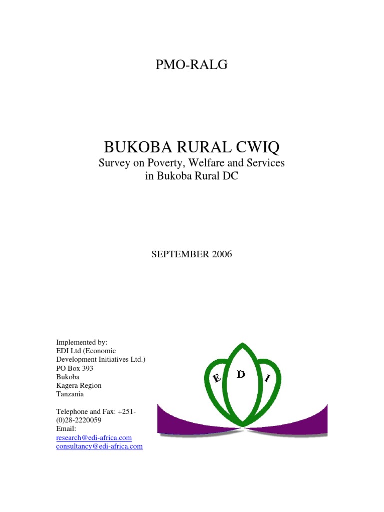 Tanzania Bukoba Rural DC Cwiq 2006 | PDF | Survey Methodology | Poverty