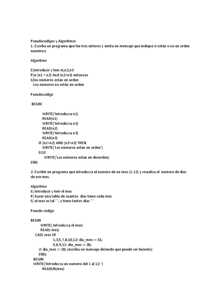 Algoritmos y Pseudocódigos Básicos | PDF | Informática teórica ...