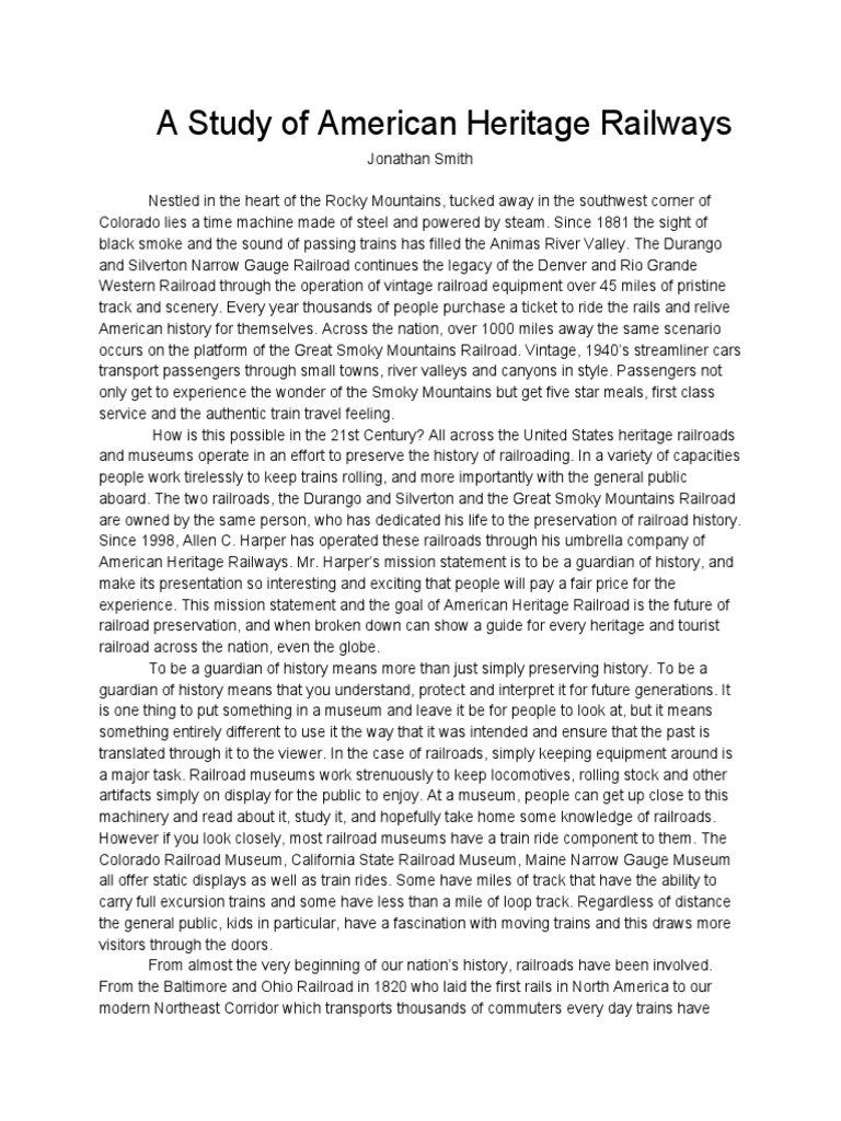 Linkprojectpaper Americanheritagerailwaysanalysis | PDF | Rail ...