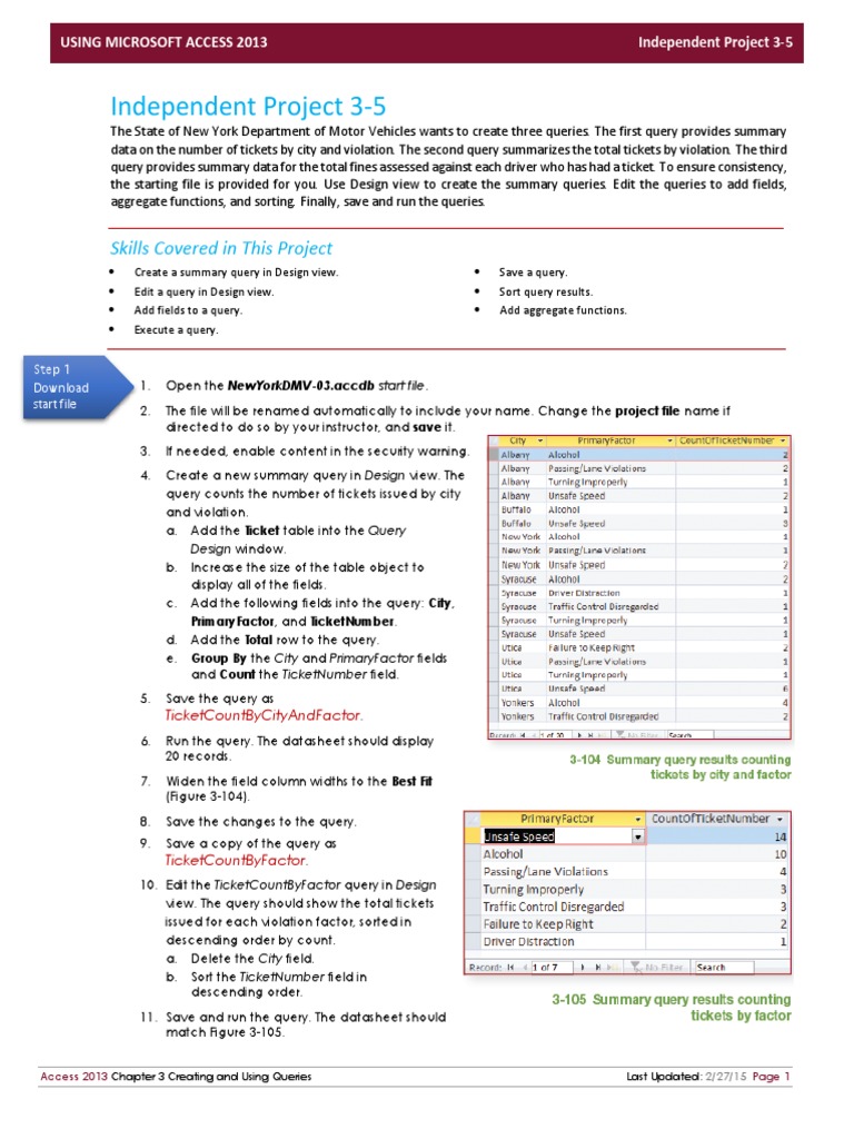 N AC2013 IndependentProject 3 5 Instructions | PDF | Microsoft Access ...