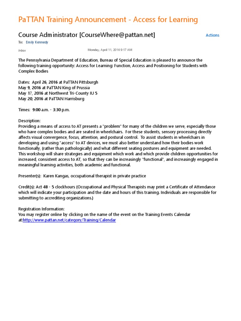 PaTTAN Training: Access for Learning | PDF