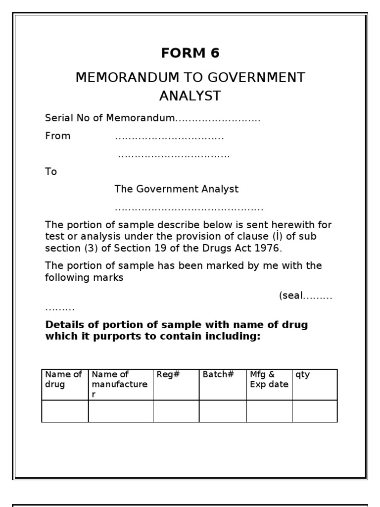 Drug Sample Submission Memorandum | PDF