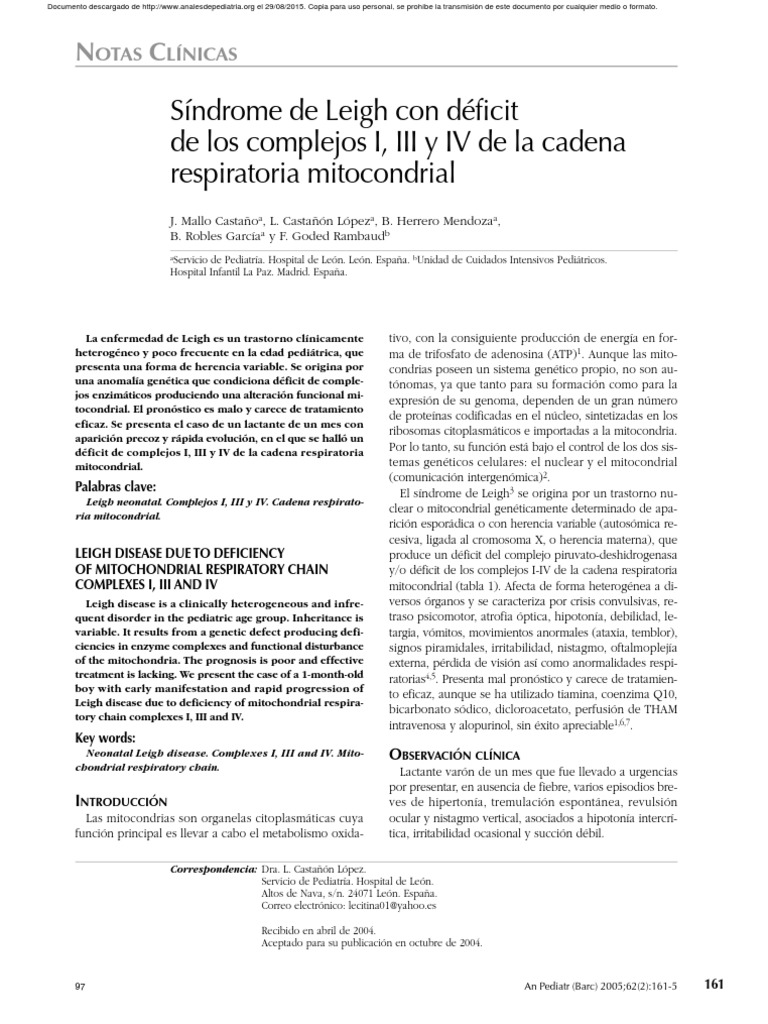 Sindrome Le Leigh 1 | PDF | Adn mitocondrial | Gene