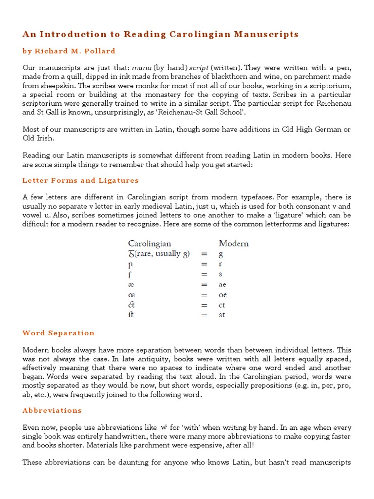 An Introduction To Reading Carolingian Manuscripts | PDF | Manuscript ...