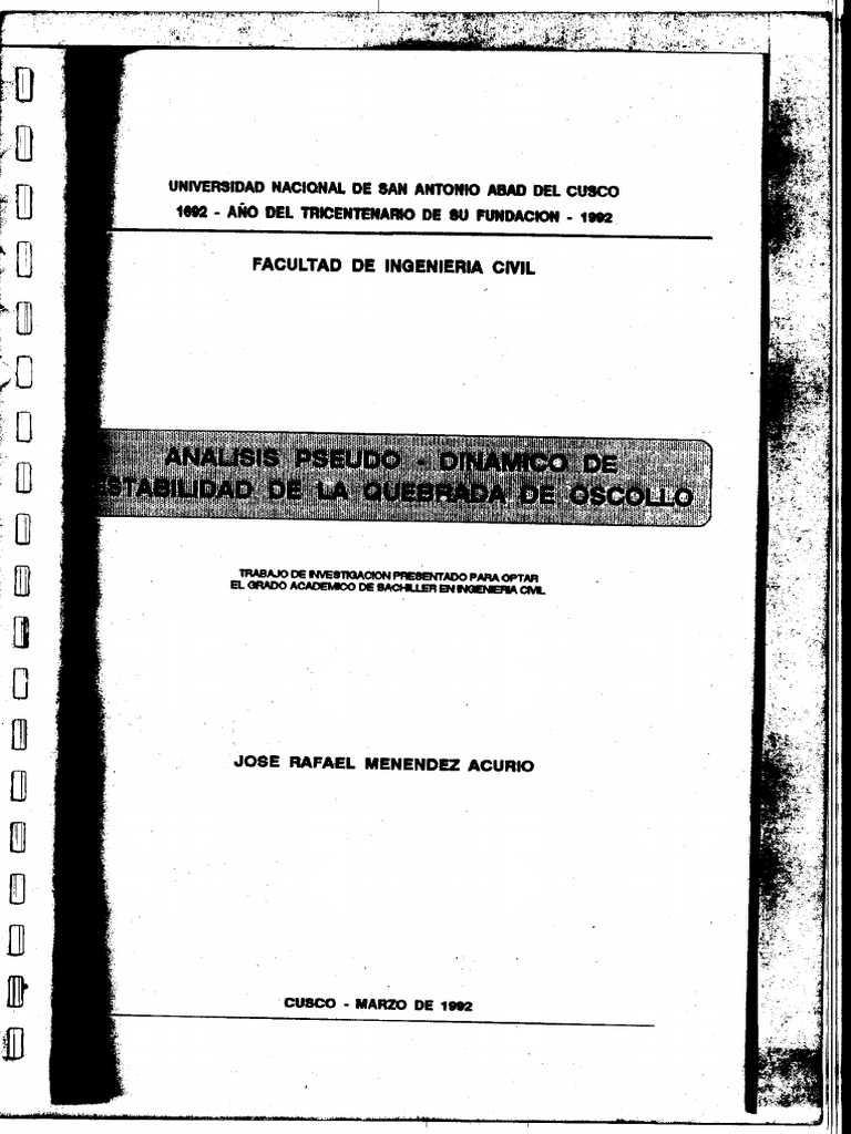 Analisis Pseudo Dinamico de Estabilidad Quebrada Oscollo | PDF ...