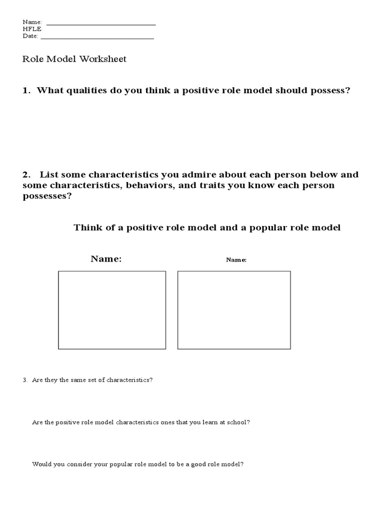 Role Model Worksheet: Name | PDF