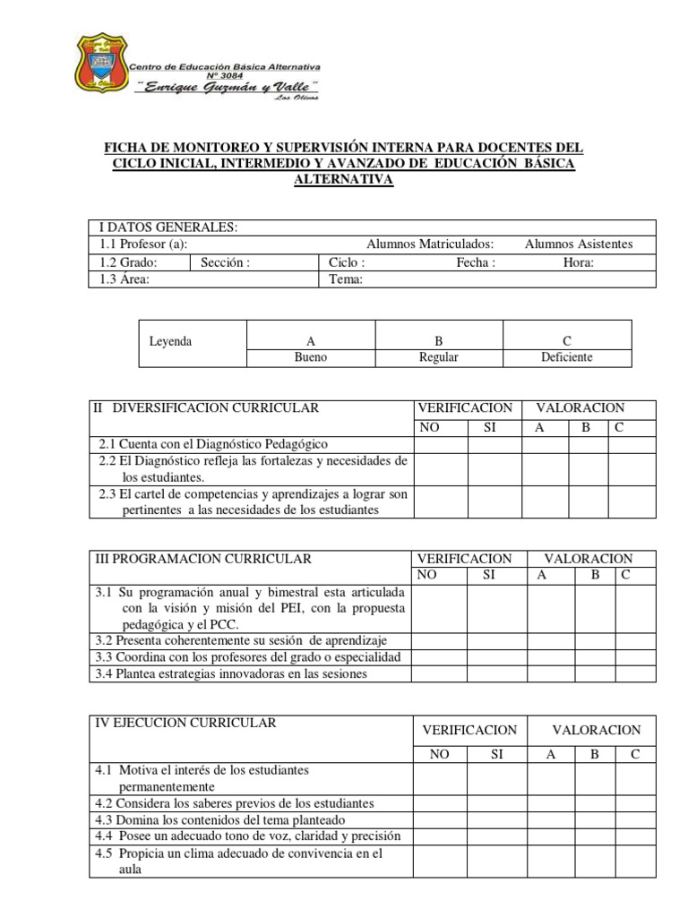 Ficha de Monitoreo y Supervision | PDF | Evaluación | Aprendizaje