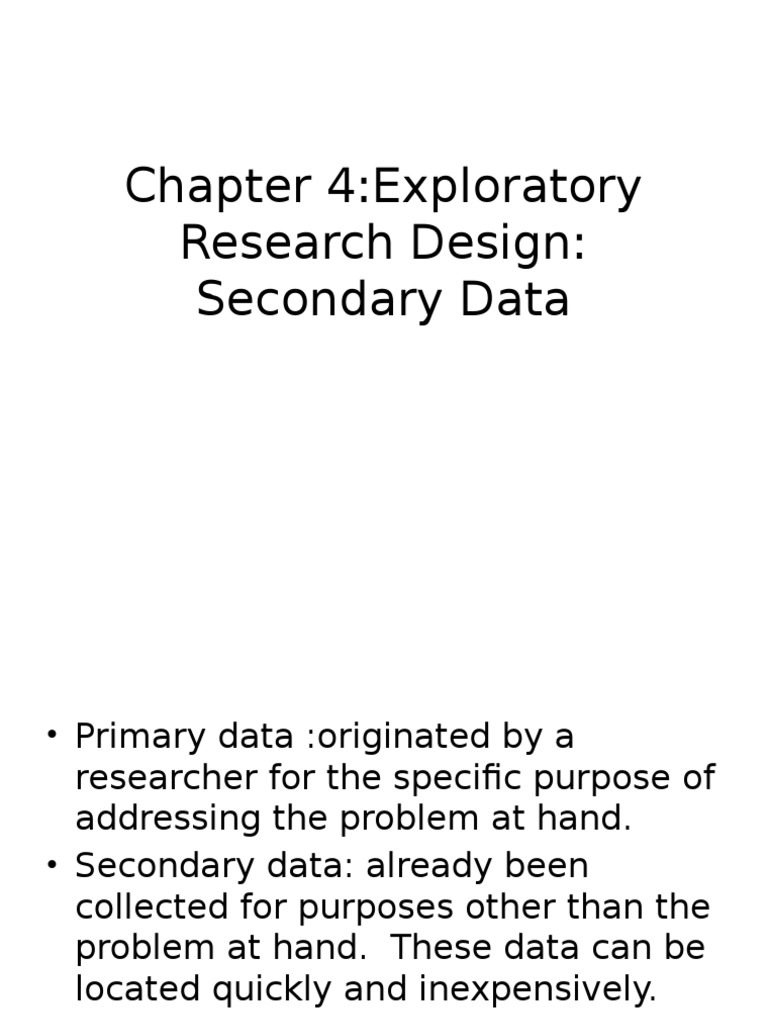 Chapter 4:exploratory Research Design: Secondary Data | PDF ...
