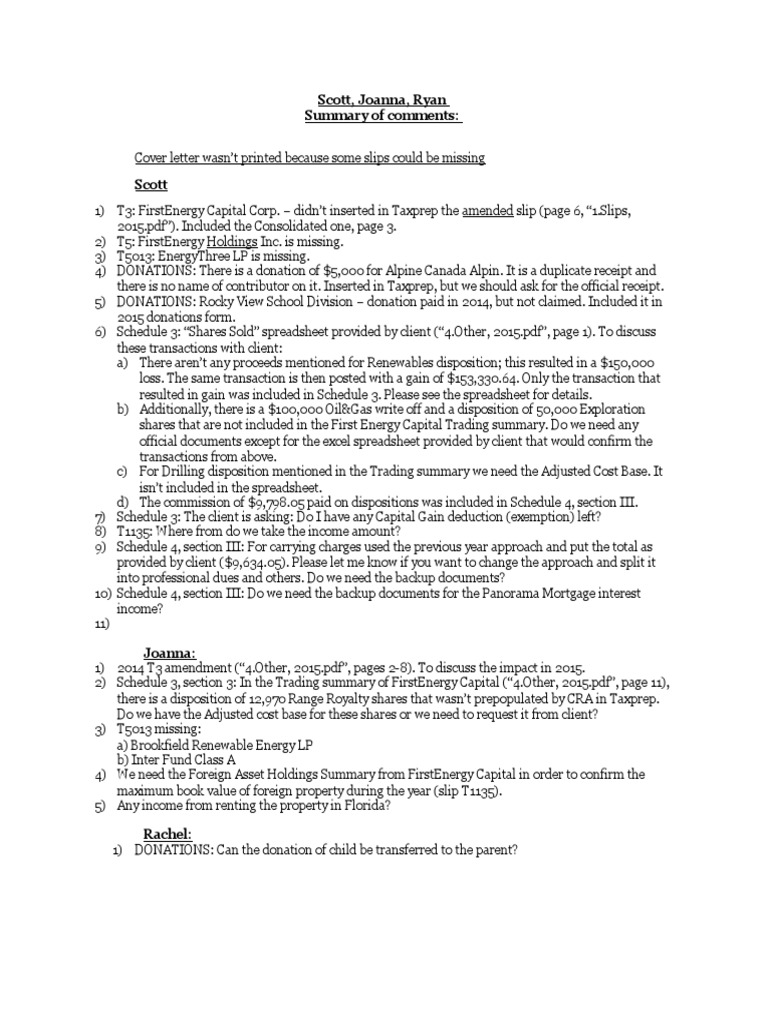 Summary of Comments For T1 Returns | PDF | Tax Deduction | Taxes