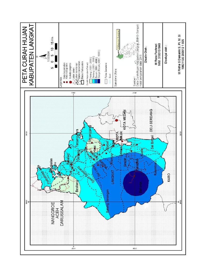 Peta Curah Hujan Tahunan Kabupaten Langkat Tahun 2009 - 2014