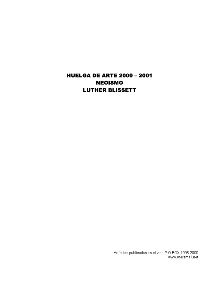 Luther Blisset - Huelga de Arte - Neoismo | PDF