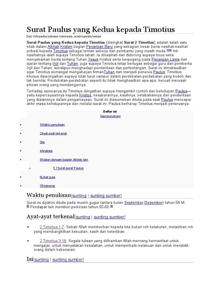 Surat Paulus Yang Kedua Kepada Timotius | PDF | Sejarah