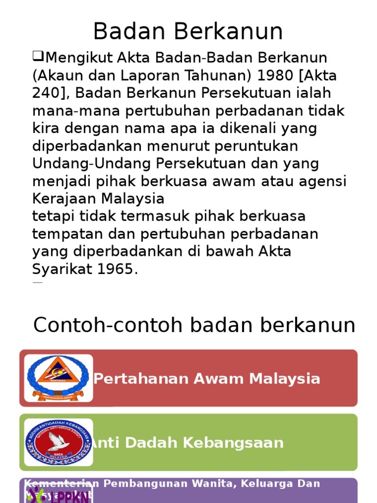Contoh Badan Berkanun Di Malaysia - KamrynoiHensley