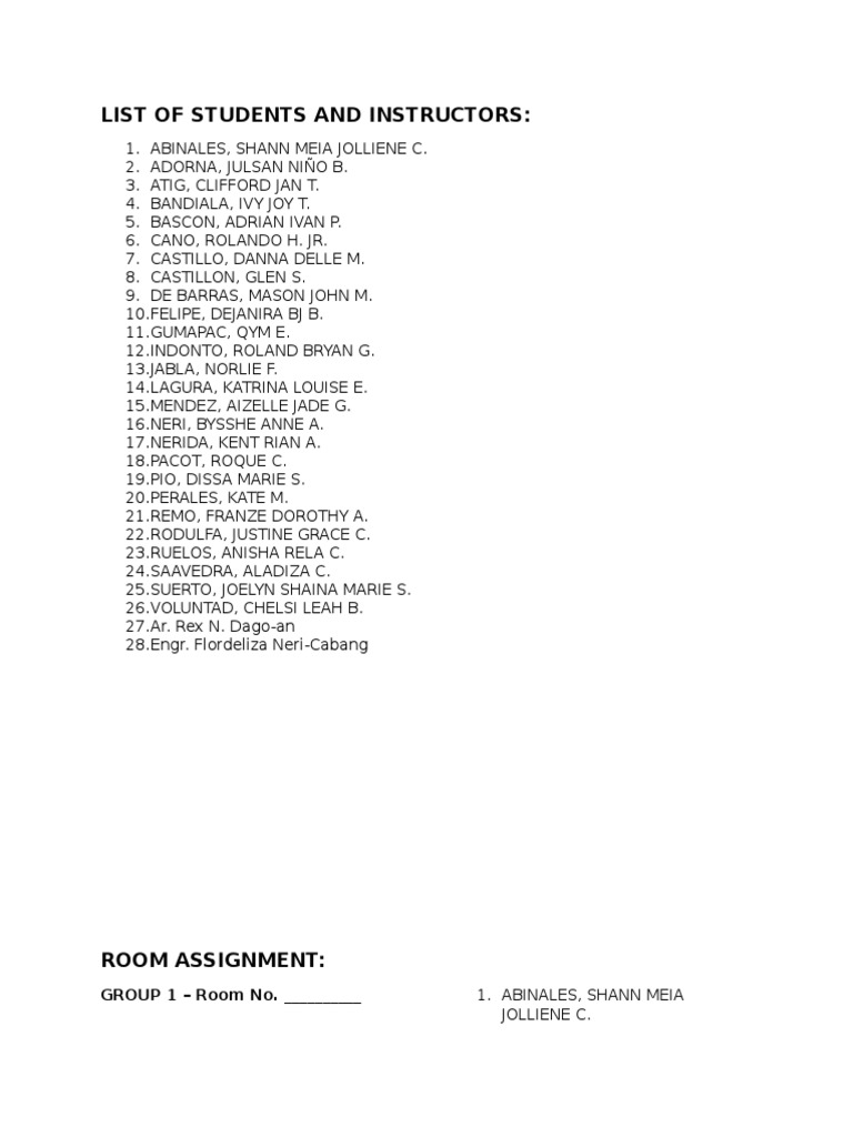 Student and Instructor List & Assignments | PDF | Travel
