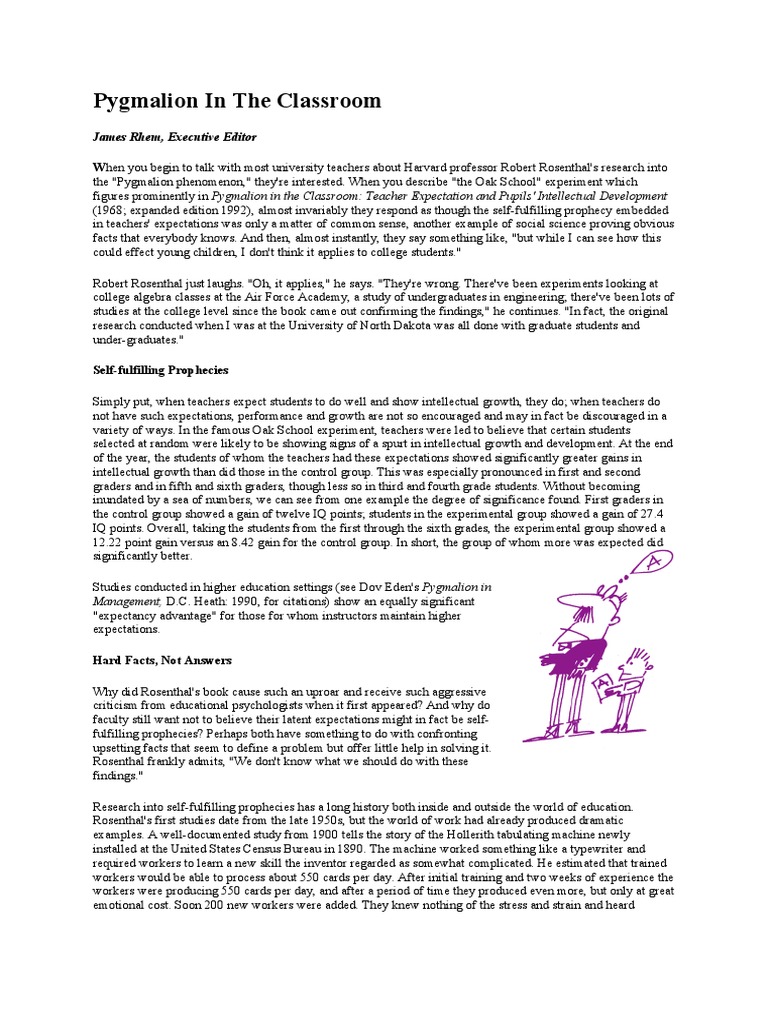 Pygmalion in The Classroom | PDF | Teachers | Cognition