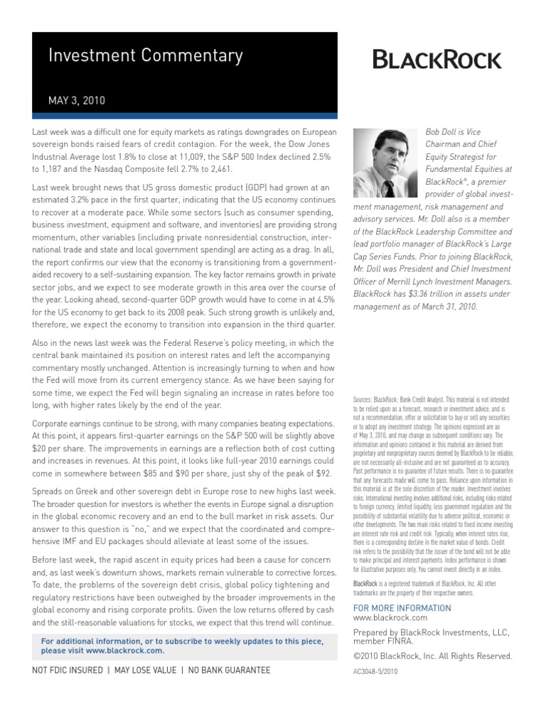 BlackRock Investment Commentary May 2010 | PDF | Bonds (Finance ...