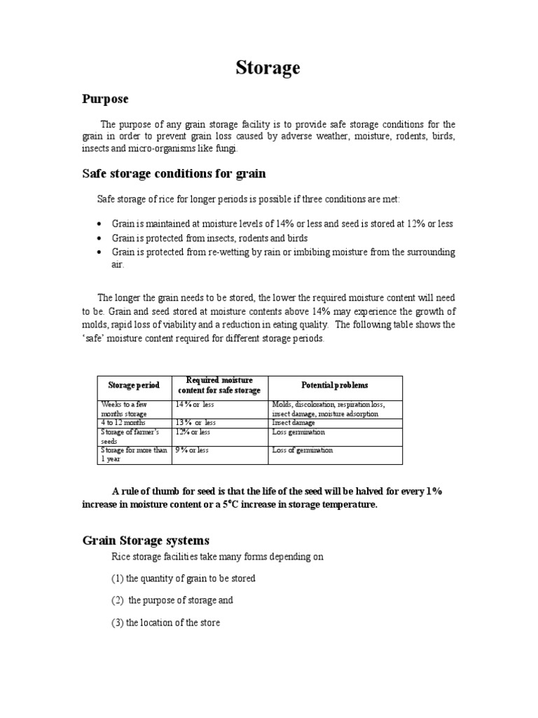 Effective Grain Storage Techniques | PDF | Rice | Seed
