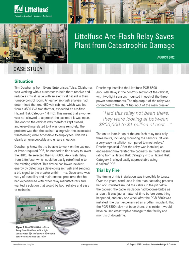 Littelfuse Arc-Flash Relay Saves Plant From Catastrophic Damage | PDF ...