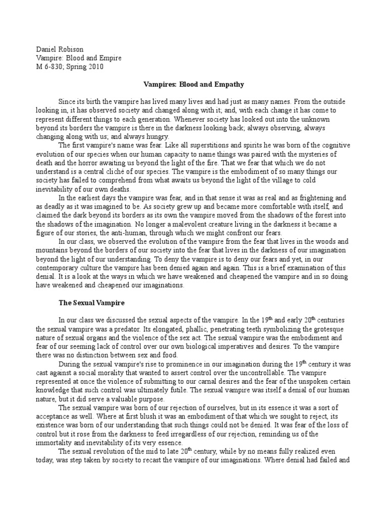 Vampires: Blood and Empathy | PDF | Vampires | Empathy