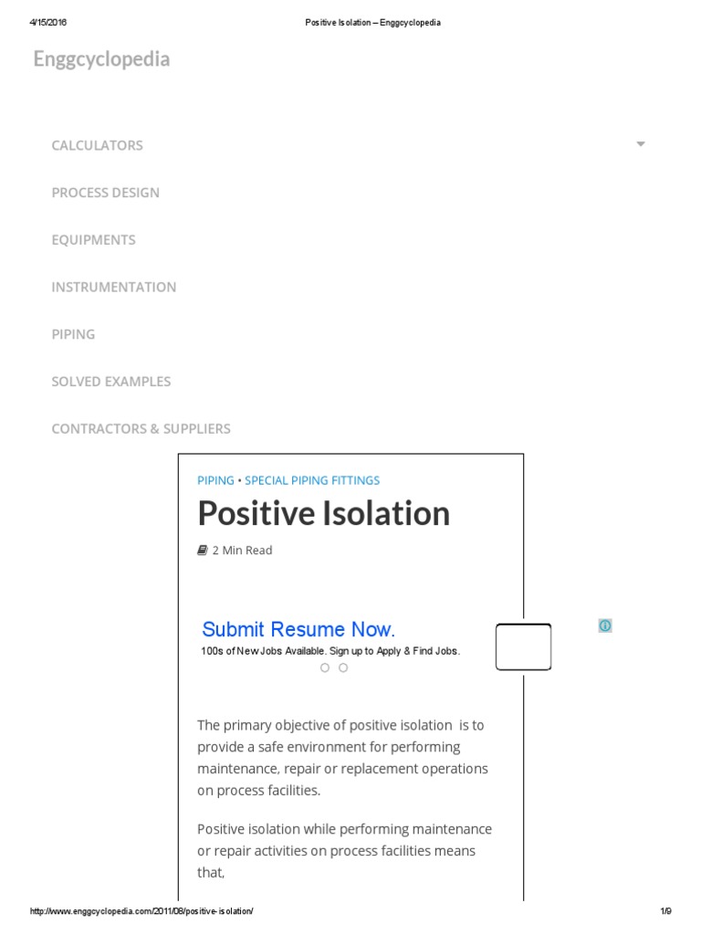 Positive Isolation - Enggcyclopedia | PDF | Valve | Mechanical Engineering
