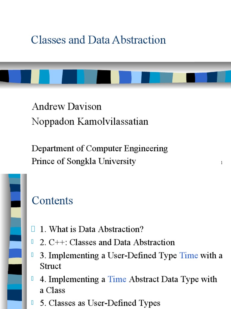 Classes and Data Abstraction: Andrew Davison Noppadon Kamolvilassatian | PDF | Object Oriented ...