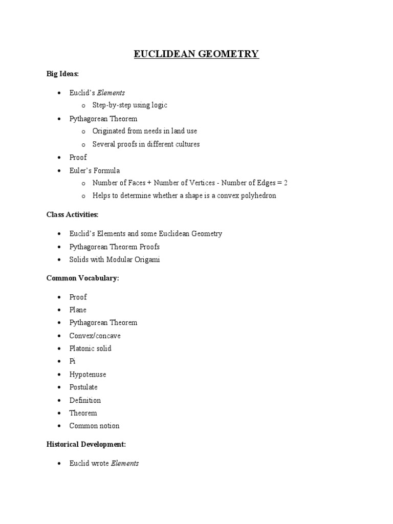 Euclidean Geometry: Big Ideas | PDF | Geometry | Euclidean Geometry