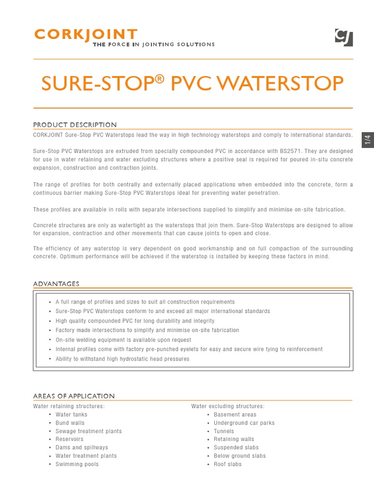 Sure-Stop PVC Waterstop Brochure | PDF | Concrete | Building Materials