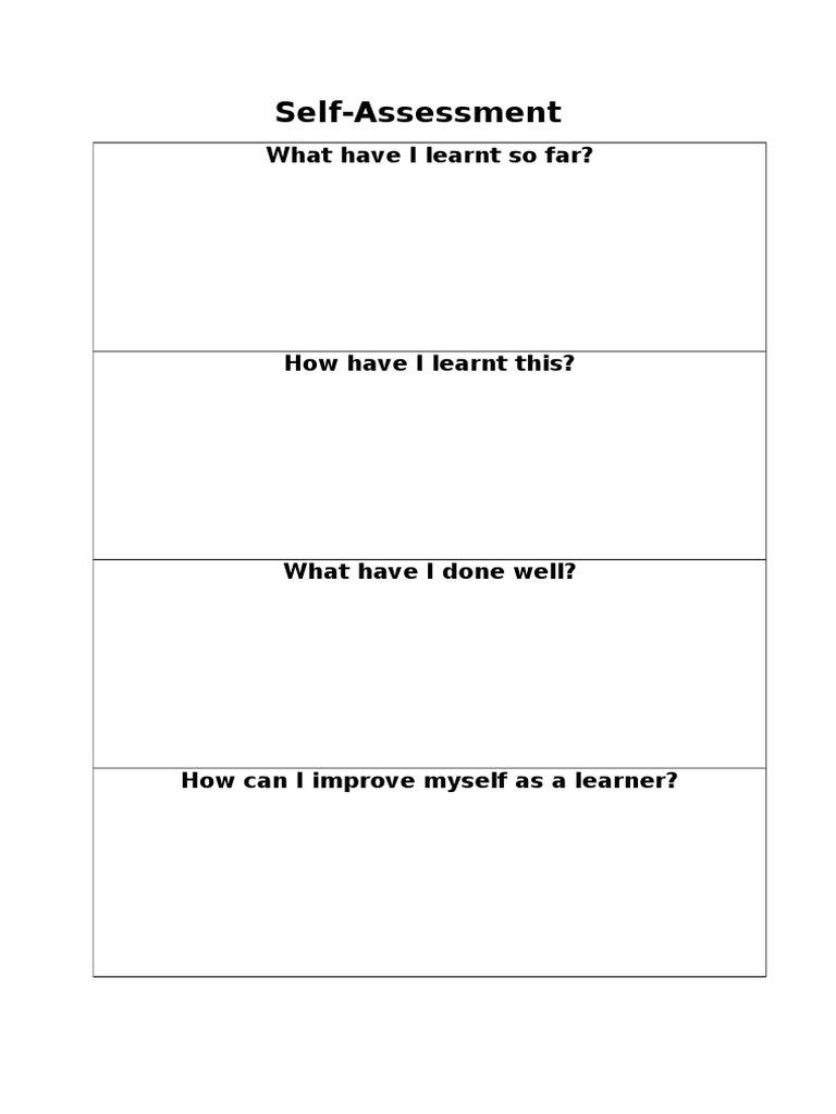Self Assessment Chart | PDF