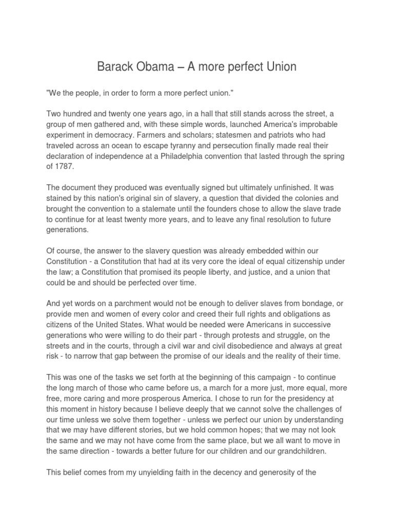 Obama's Vision for Unity and Equality | PDF | Racism | Discrimination ...