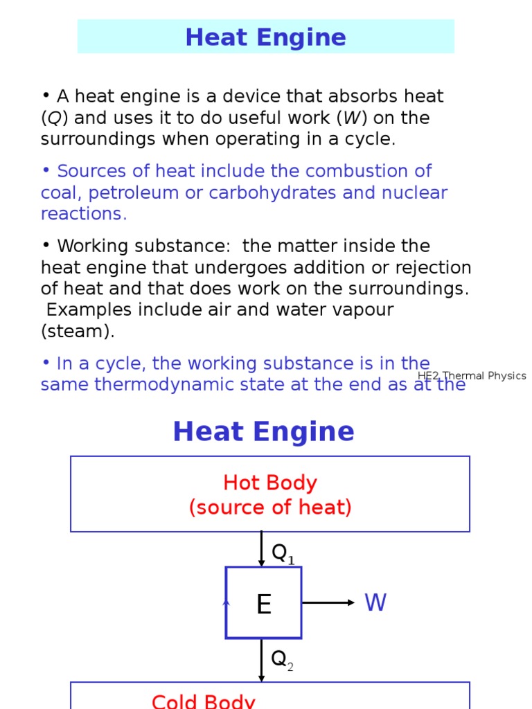 Heat Engine: - Sources of Heat Include The Combustion of Coal ...