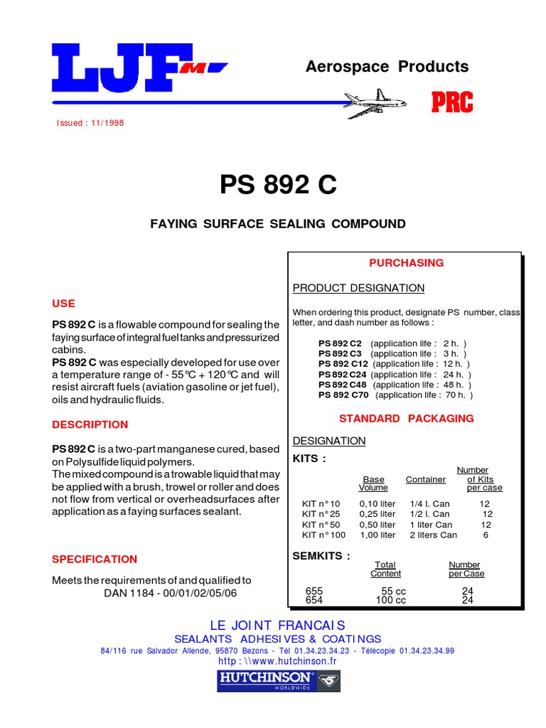Aerospace Products: Faying Surface Sealing Compound | PDF | Building ...