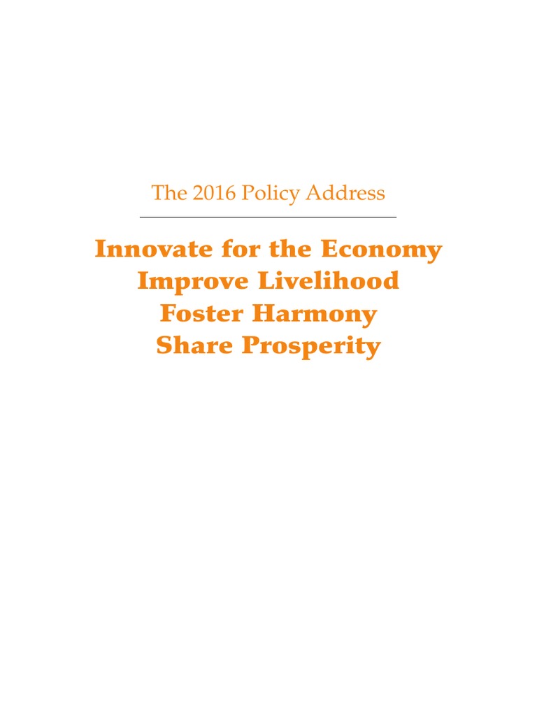 Policy Address | PDF | Hong Kong | Association Of Southeast Asian Nations