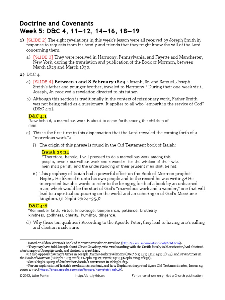LDS Doctrine and Covenants Notes 05: D&C 4, 11-12, 14-16, 18-19 | PDF ... LDS Doctrine and Covenants Notes 05: D&C 4, 11-12, 14-16, 18-19 | PDF ...