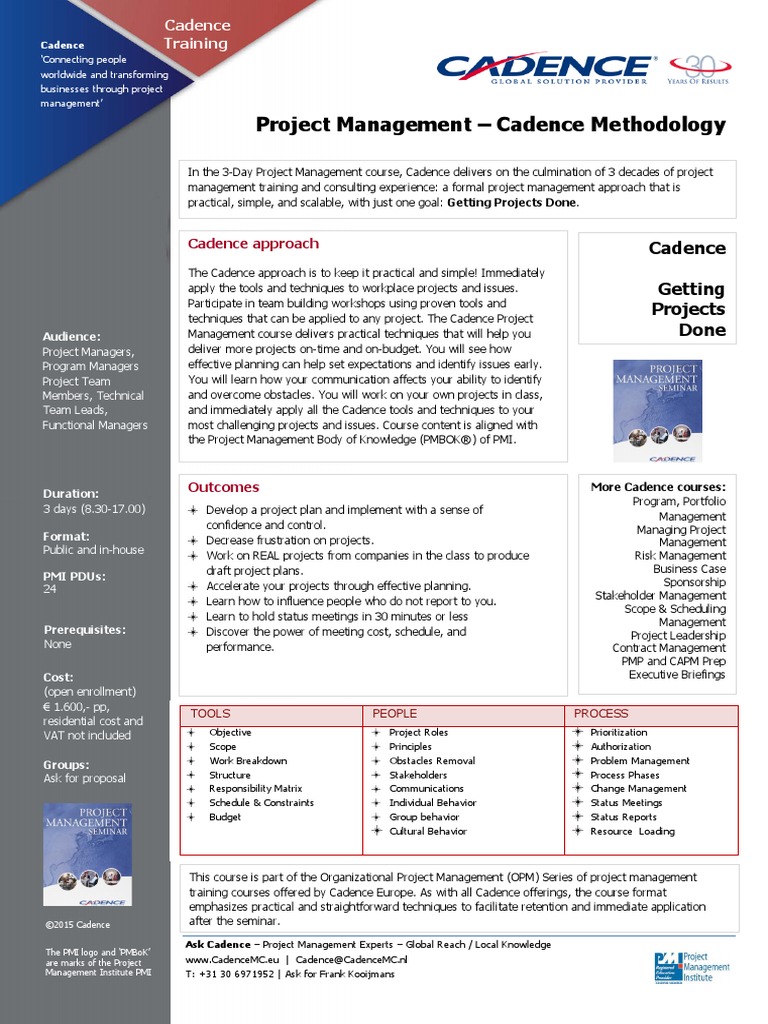 Project Management - Cadence Methodology: Cadence Getting Projects Done ...