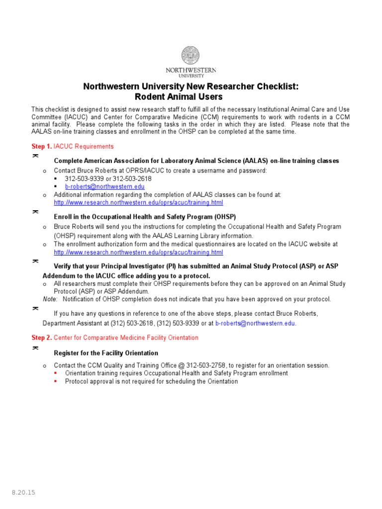 Rodent Checklist All 1115 | PDF | Medicine | Health Care
