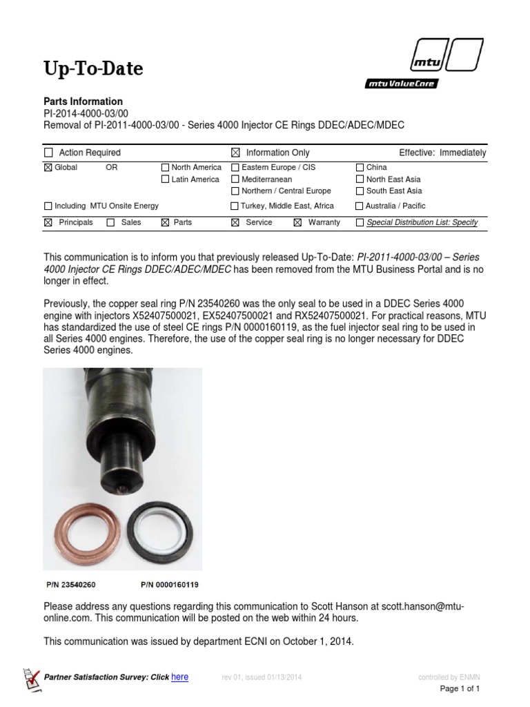 Update on Series 4000 Injector CE Rings | PDF