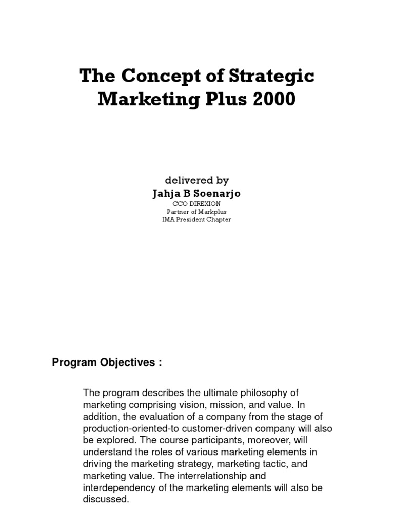 Strategic Marketing Plus 2000 Overview | PDF | Market Segmentation ...