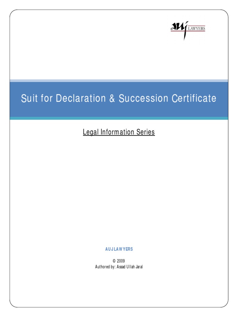 Declaration Succession Certificate.77233332 PDF | PDF | Lawsuit | Property