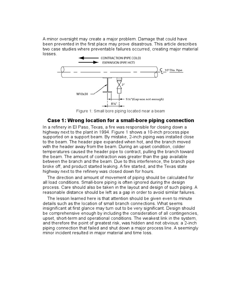 Case 1: Wrong Location For A Small-Bore Piping Connection | PDF | Civil ...
