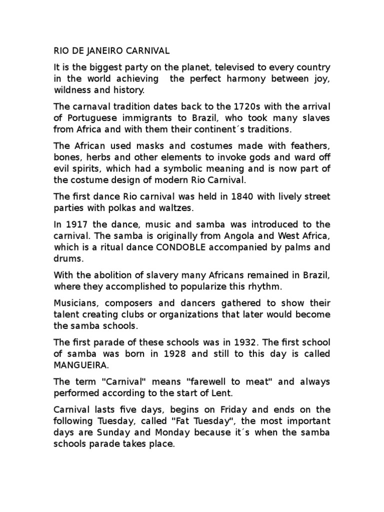 Carnaval de Rio de Janeiro | PDF | Carnival | Moveable Holidays (Easter ...