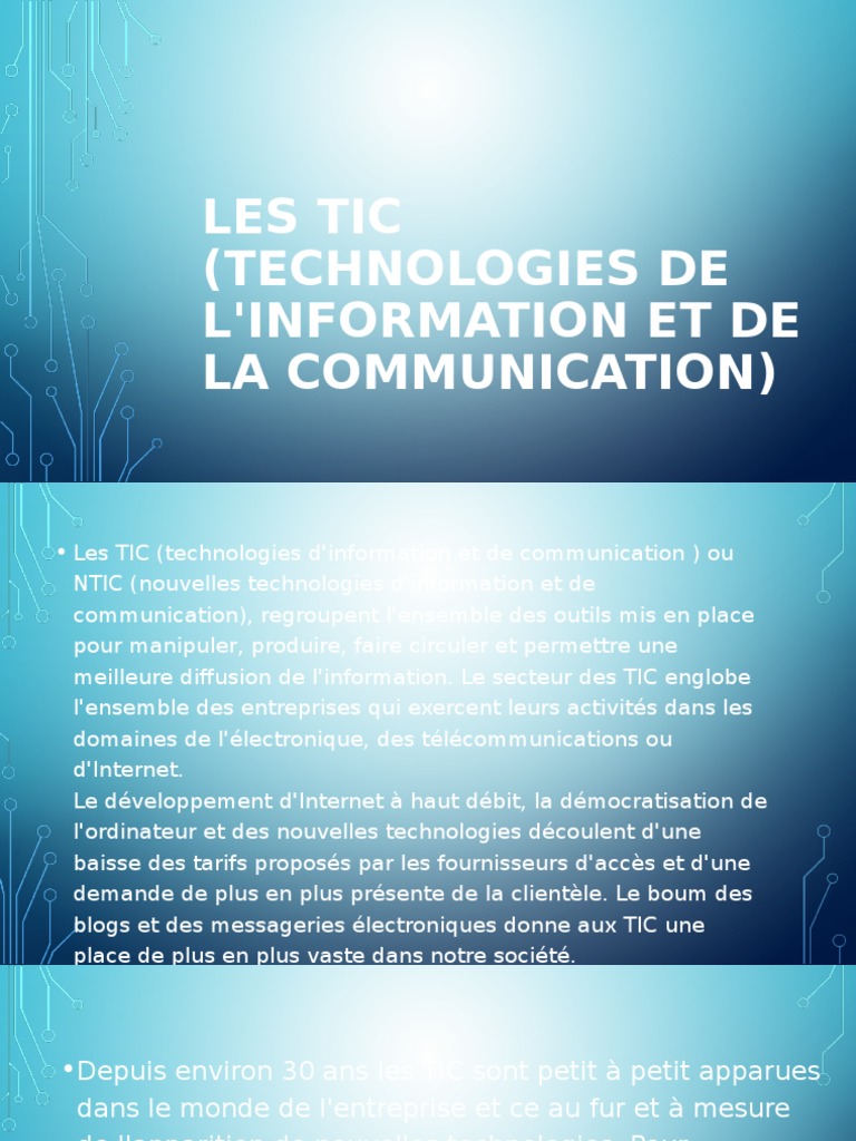 Impact Des Tic Sur Entreprises Et Commerce Pdf Technologies De L