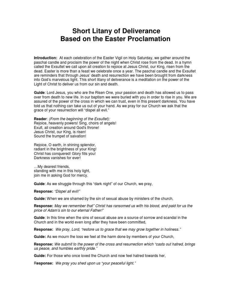 A Short Litany of Deliverance | PDF | Easter | Catholic Liturgy