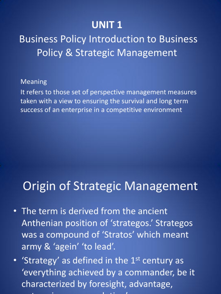 Business Policy Strategic Management | PDF | Strategic Management ...
